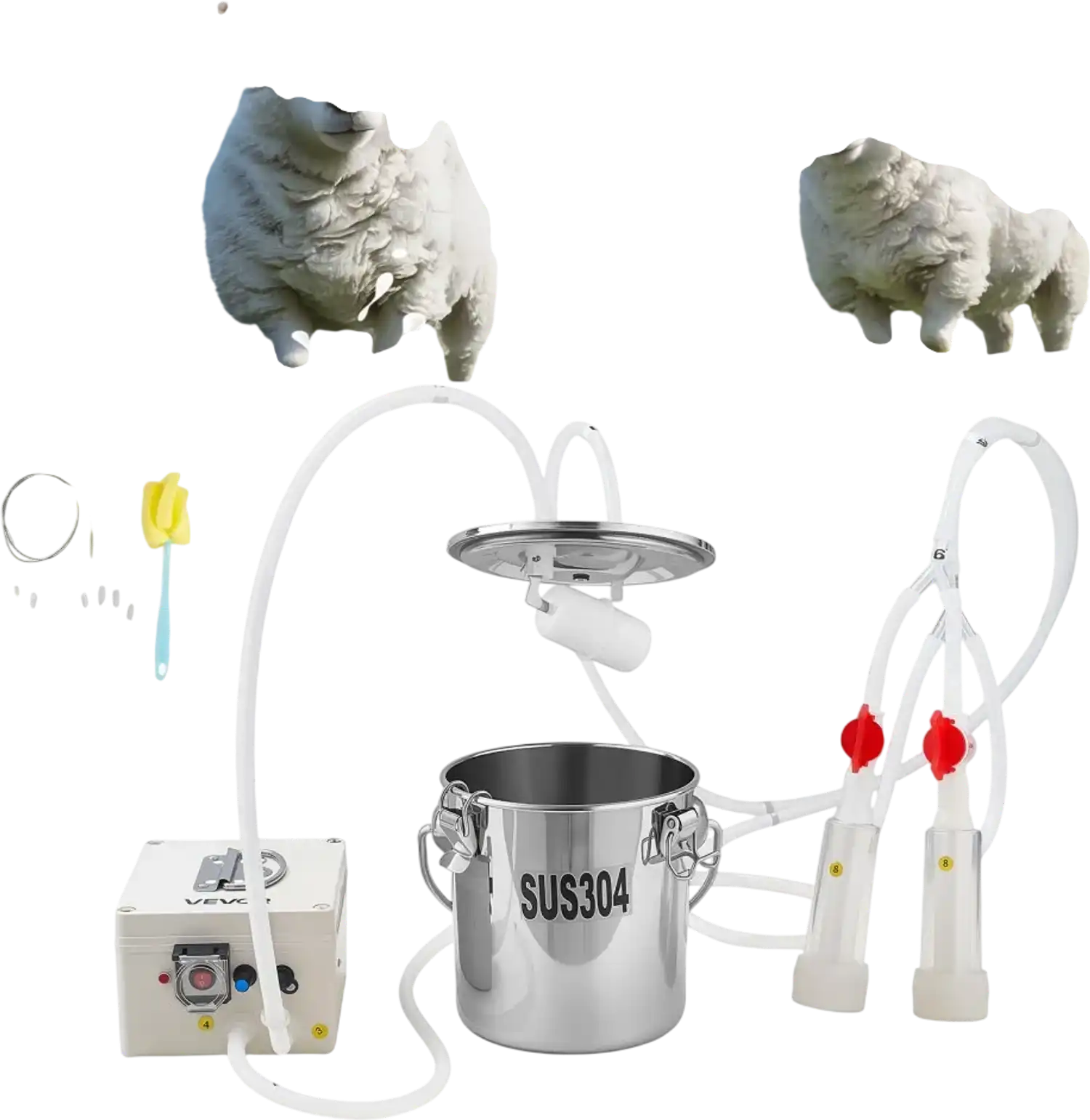 Vevor Milking Machine Cordless 0.8 Gal Goat Milk Machine with 5200 mAh ...