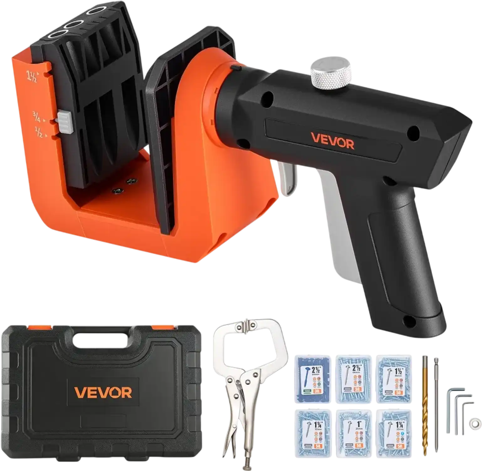 Vevor Pocket Hole Jig Kit Adjustable 1/2", 3/4", 1-1/2" Woodworking Sy ...