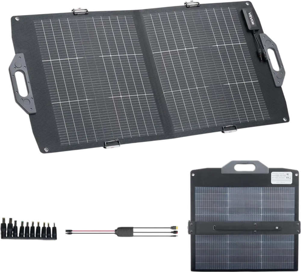 Vevor Solar Panel 100W Bifacial Foldable Monocrystalline Portable Char ...