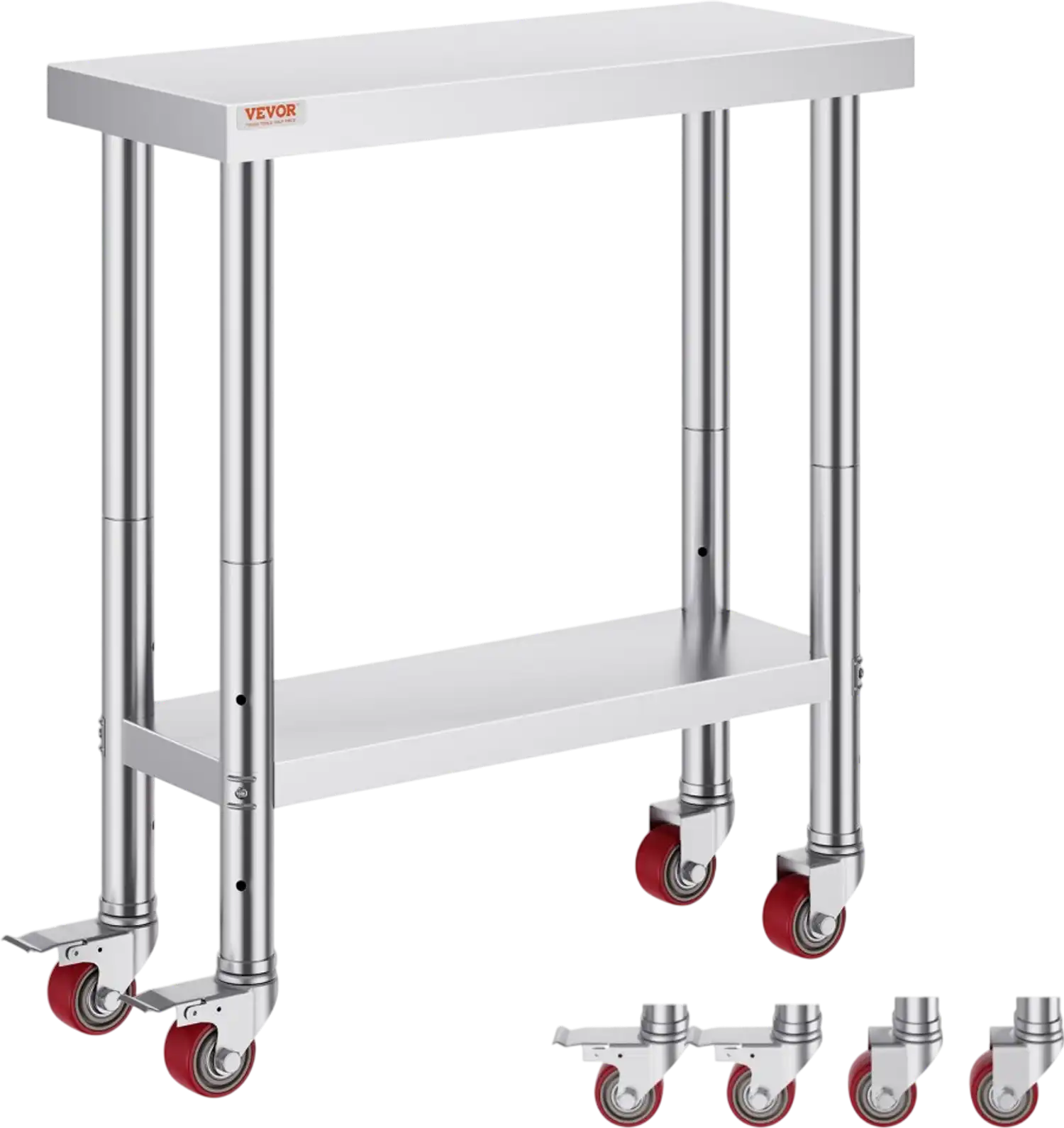Vevor Work Table 30" x 18" Stainless Steel Kitchen Prep Table with Whe ...