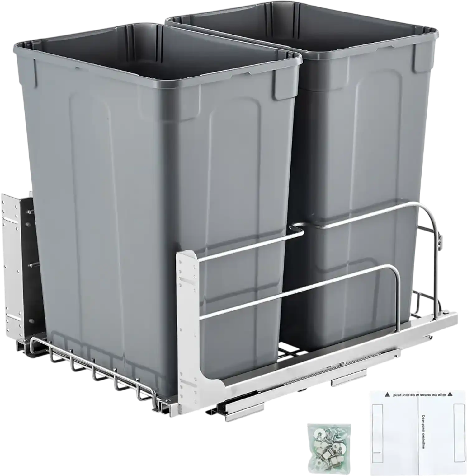 Vevor Pull-Out Trash Can Double Under Mount Kitchen Waste Container So ...
