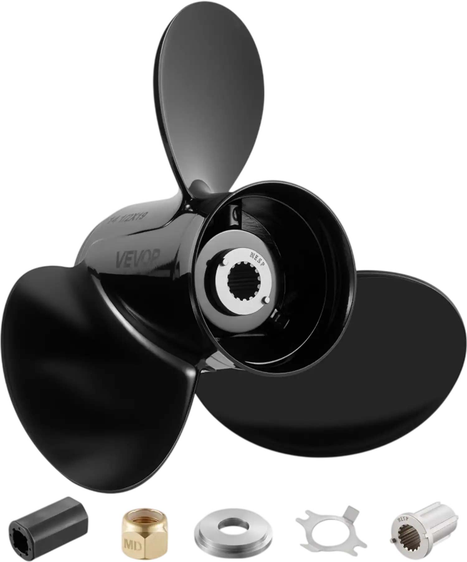 Vevor Outboard Propeller 3-Blade 14.5 x 19" Aluminum Mercury Mariner 1 ...