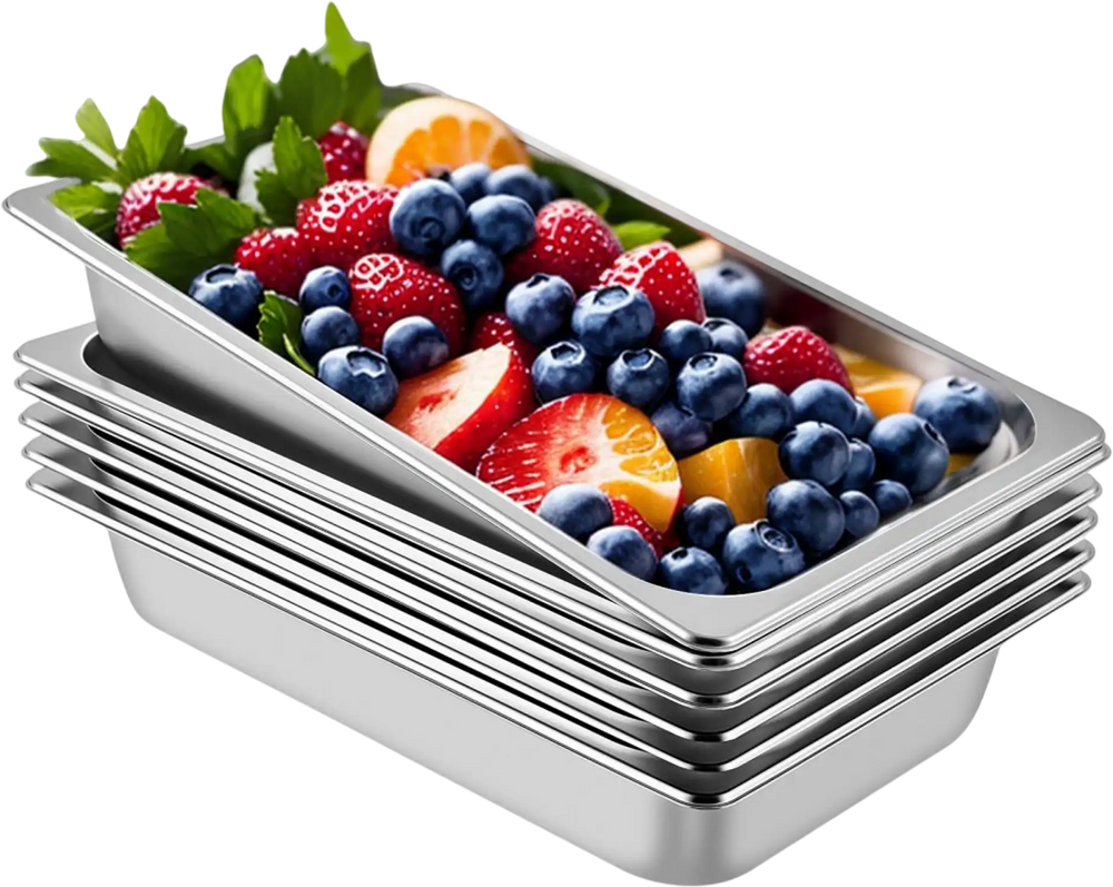 Vevor Steam Table Pans Full Size 6-Pack Stainless Steel Buffet Food Pa ...