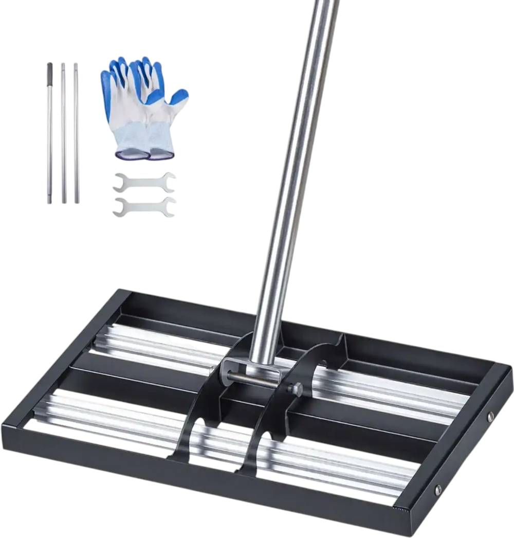 Vevor Lawn Leveling Rake Updated with Roller 17" x 10" Stainless Steel ...