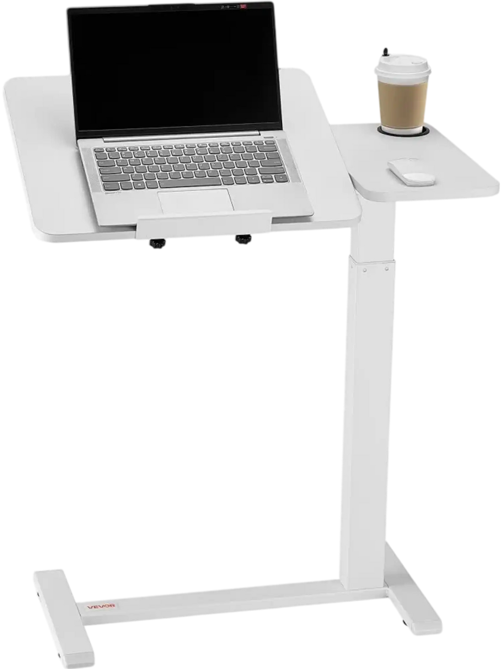 Vevor Overbed Table Adjustable Rolling Bedside Desk White New – FactoryPure