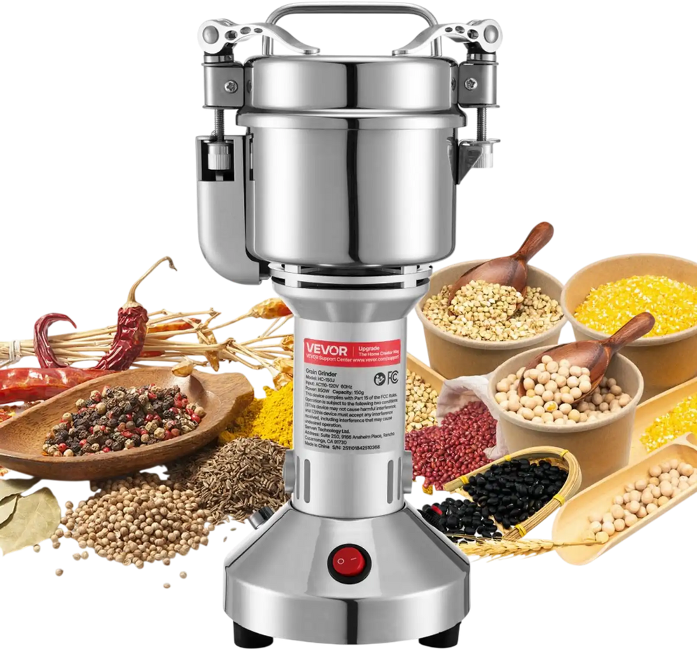 Vevor Grain Grinder Electric High-Speed 0.3 lbs Stainless Steel Pulver ...