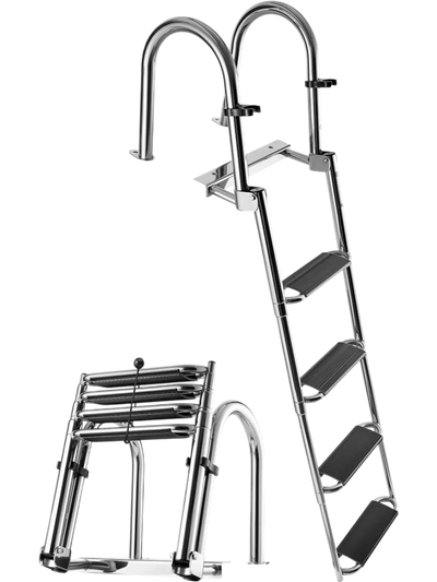 Vevor Boat Ladder 4-Step Telescoping Folding Swim Deck Ladder New ...