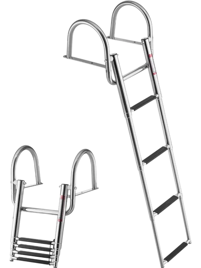 Vevor Boat Ladder 4-Step Telescoping Folding Swim Deck Ladder New ...