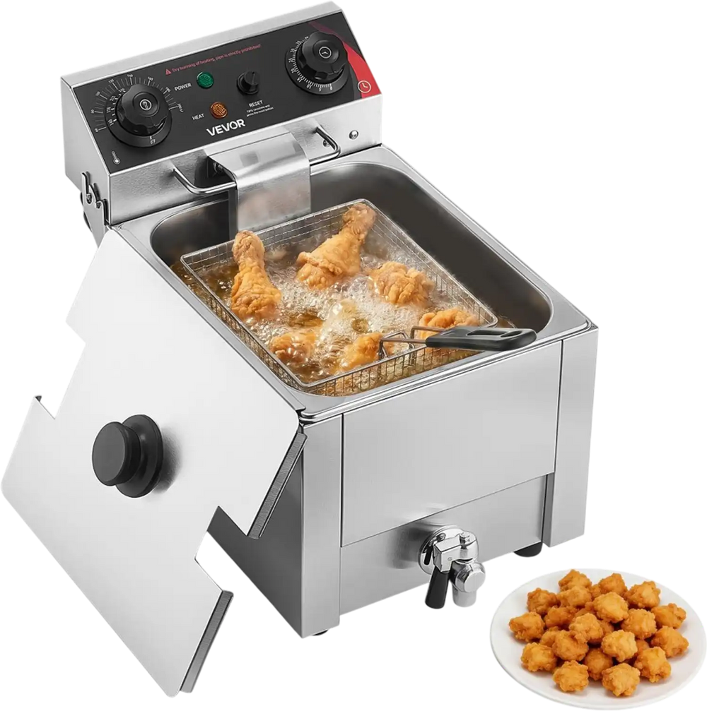 Vevor Deep Fryer Commercial Electric 9.51 Qt Countertop Stainless Stee ...