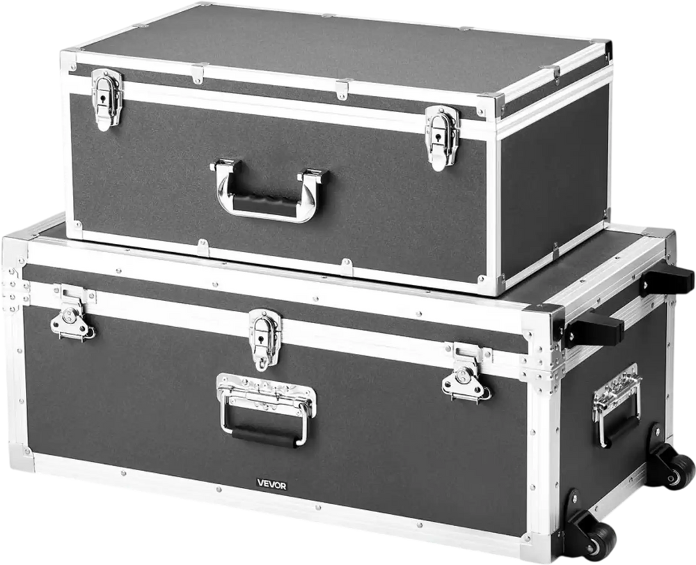 Vevor Storage Trunk Set of 2 Gray Wooden Suitcase Storage Boxes with P ...
