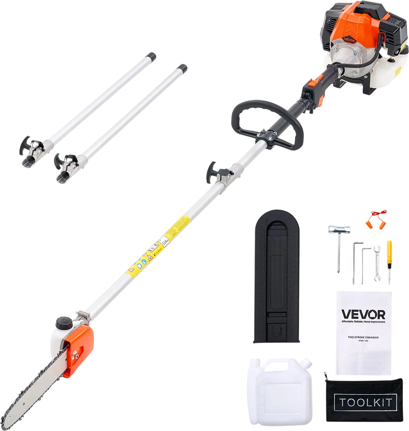 Vevor Pole Saw 43CC 2-Stroke Gas Powered with 10" Cutting Bar Fixed He ...