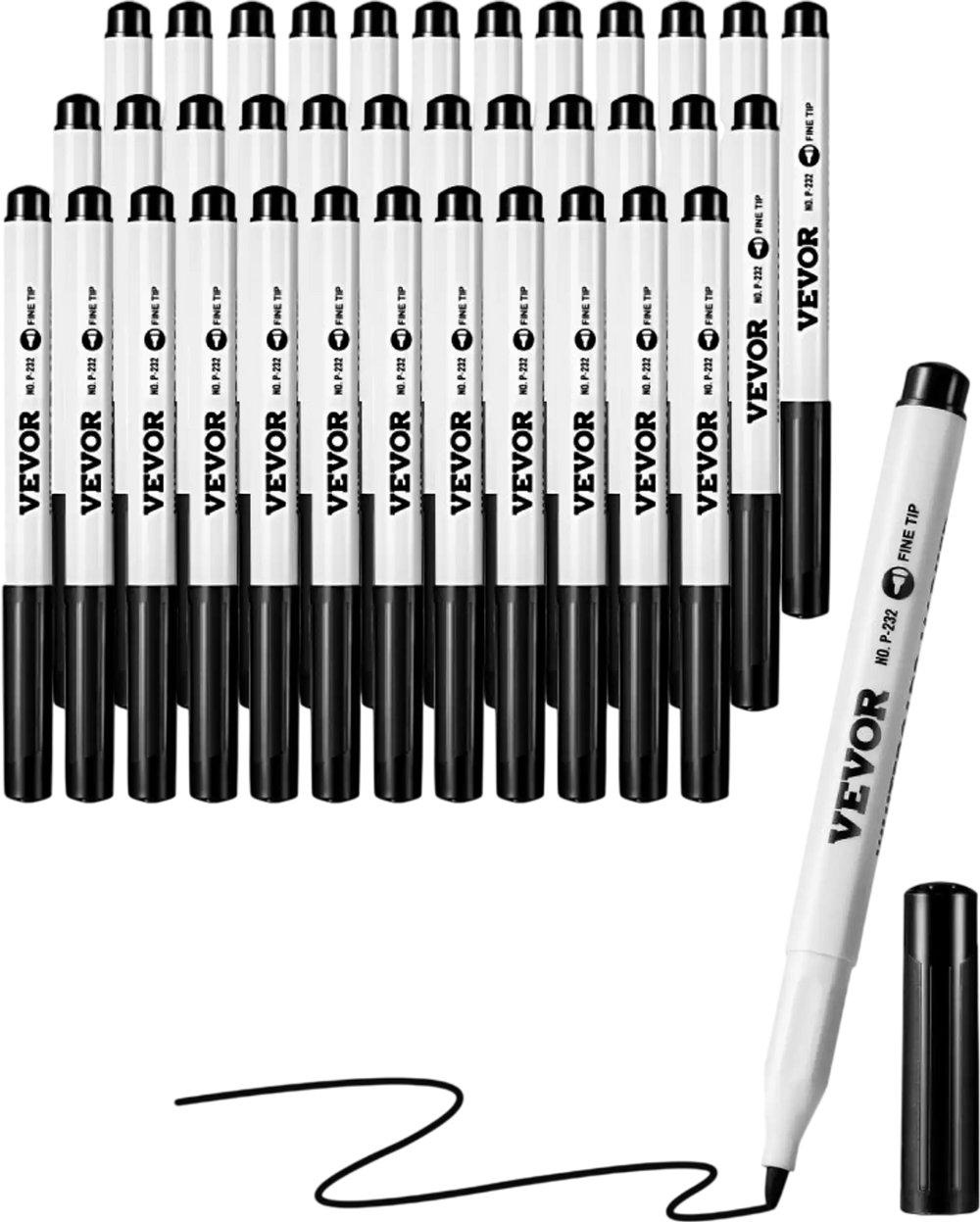 Vevor Dry Erase Markers Fine Tip Low Odor 36 Count Black Whiteboard Ma ...