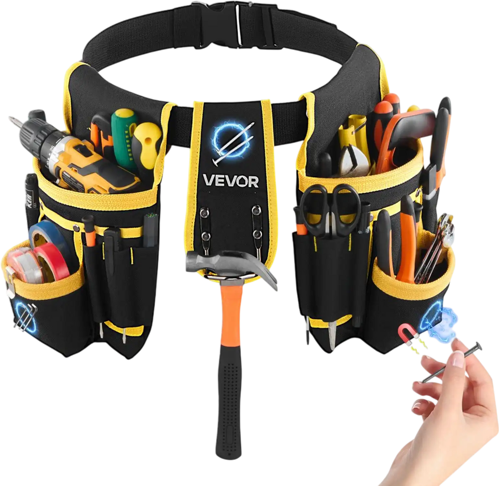 Vevor Tool Belt Magnetic Utility Work Apron with 28 Pockets New ...