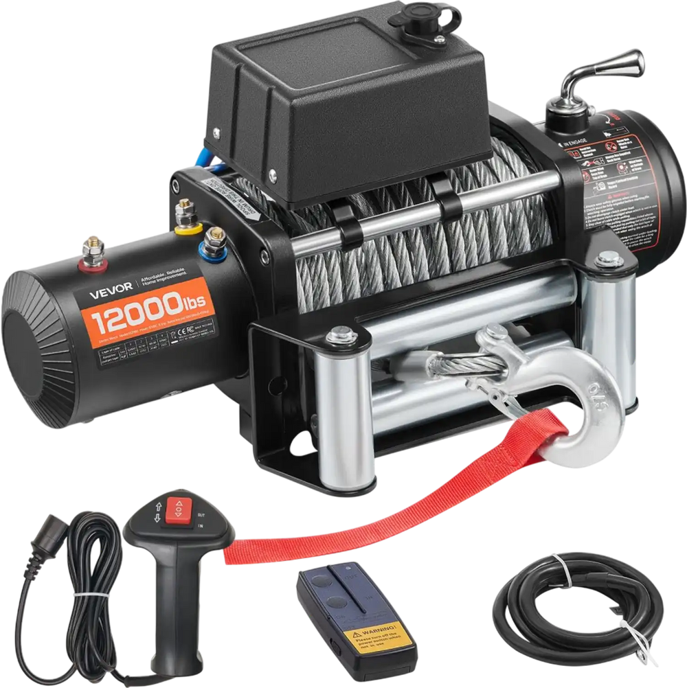 Vevor Electric Winch 12000 lbs 12V DC Truck Winch with 85' Steel Rope ...