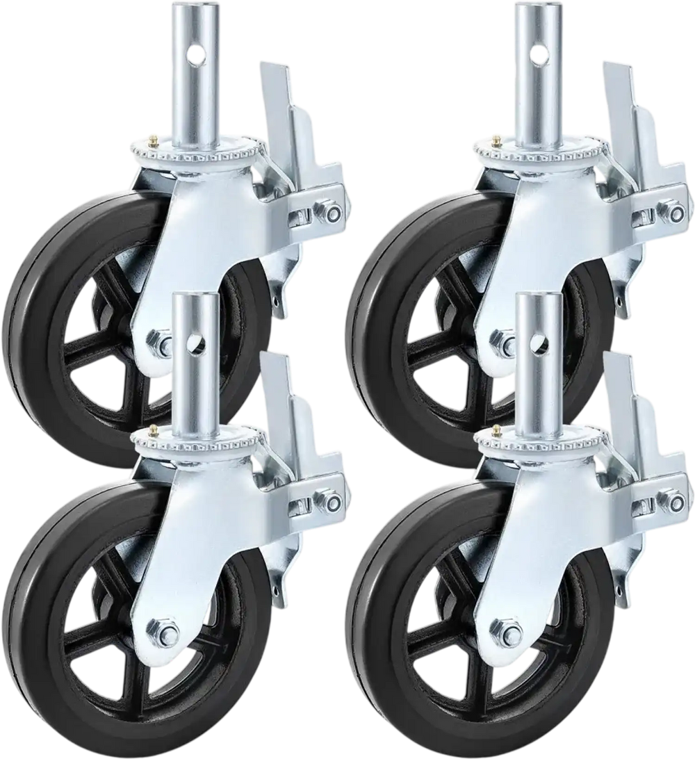 Vevor Scaffolding Casters 8" x 2" Swivel with Dual Locking Brake 4-Pac ...