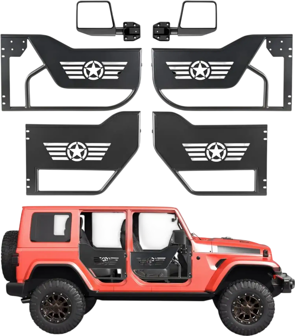 Vevor Tube Doors 4-Door Jeep Wrangler JL JLU Gladiator JT 4XE Off-Road ...