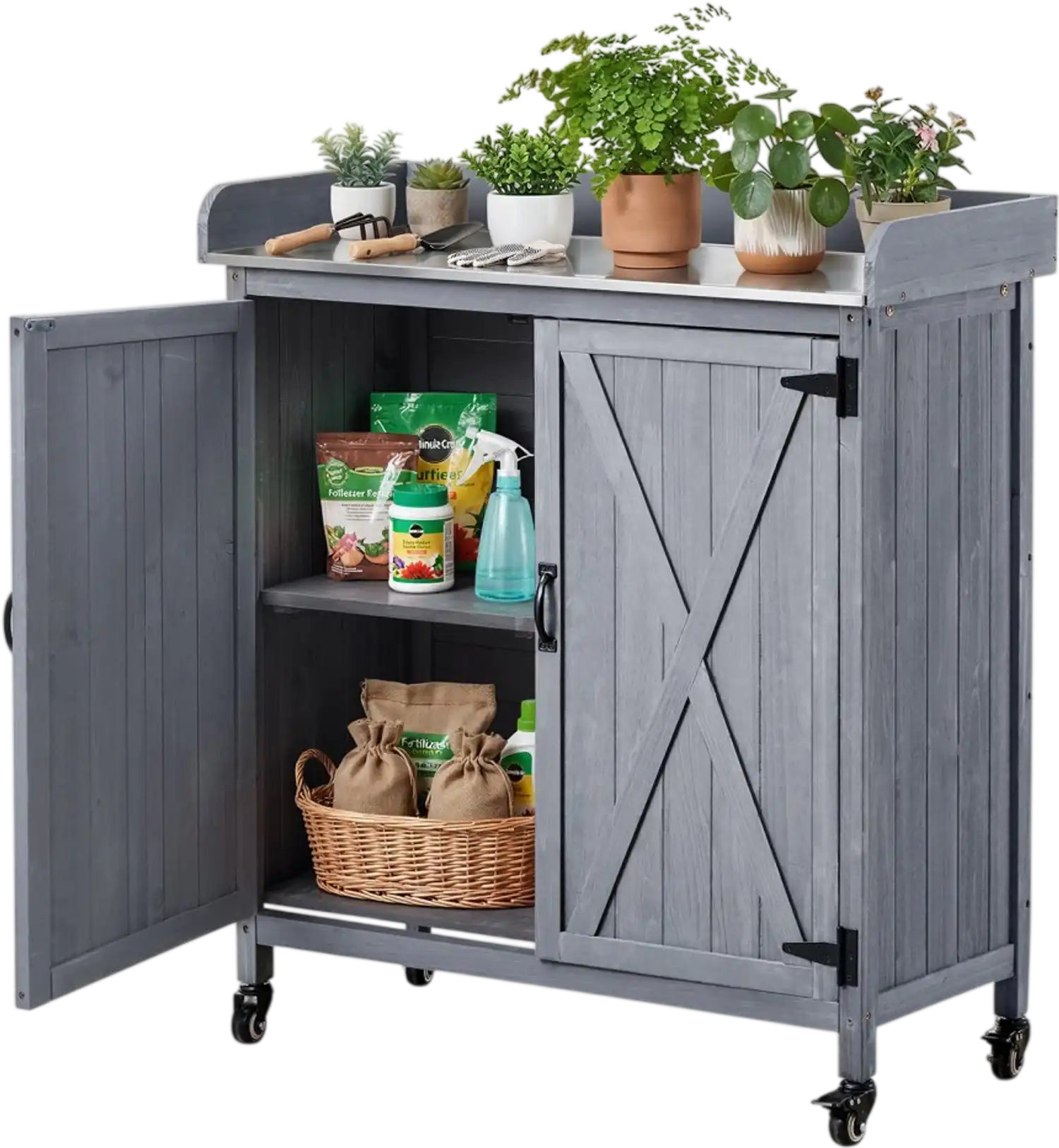 Vevor Potting Bench 36" x 16" Outdoor Gardening Workstation with Cabin ...