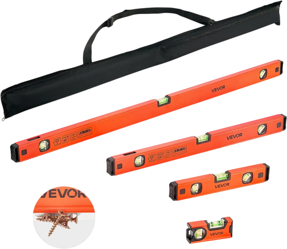 Vevor Torpedo Level 4-Piece Magnetic Aluminum Alloy Level Set 4/12/24 ...