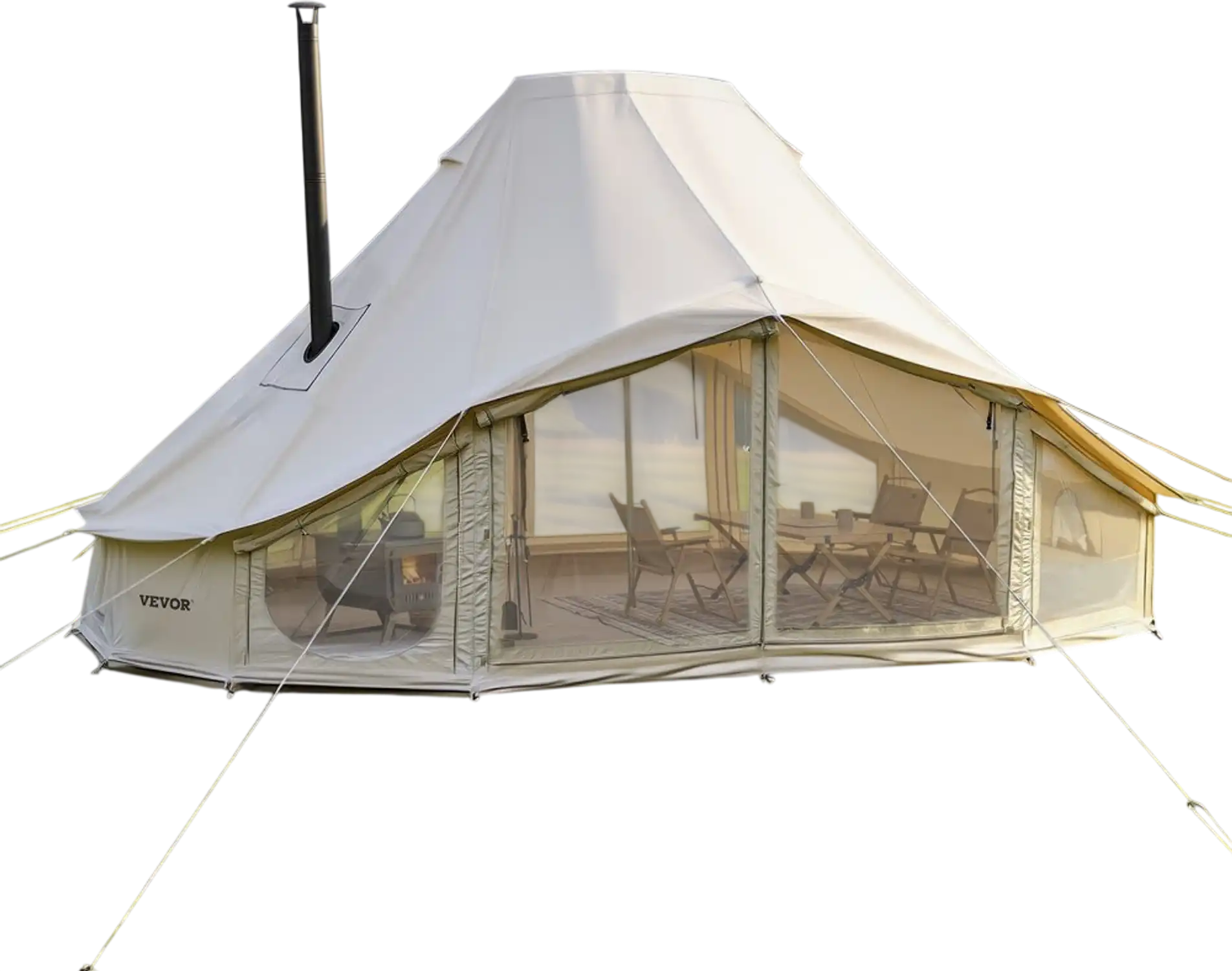 Vevor Bell Tent 4-Season 19.7' x 13.12' x 10.17' Canvas Yurt Tent New ...