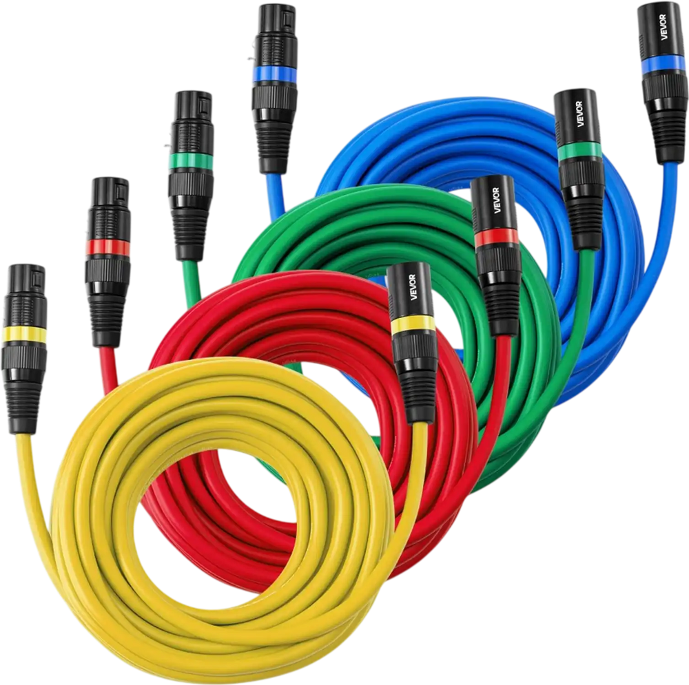 Vevor XLR Cable 25' 4-Pack Shielded Balanced 3-Pin Male to Female Micr ...