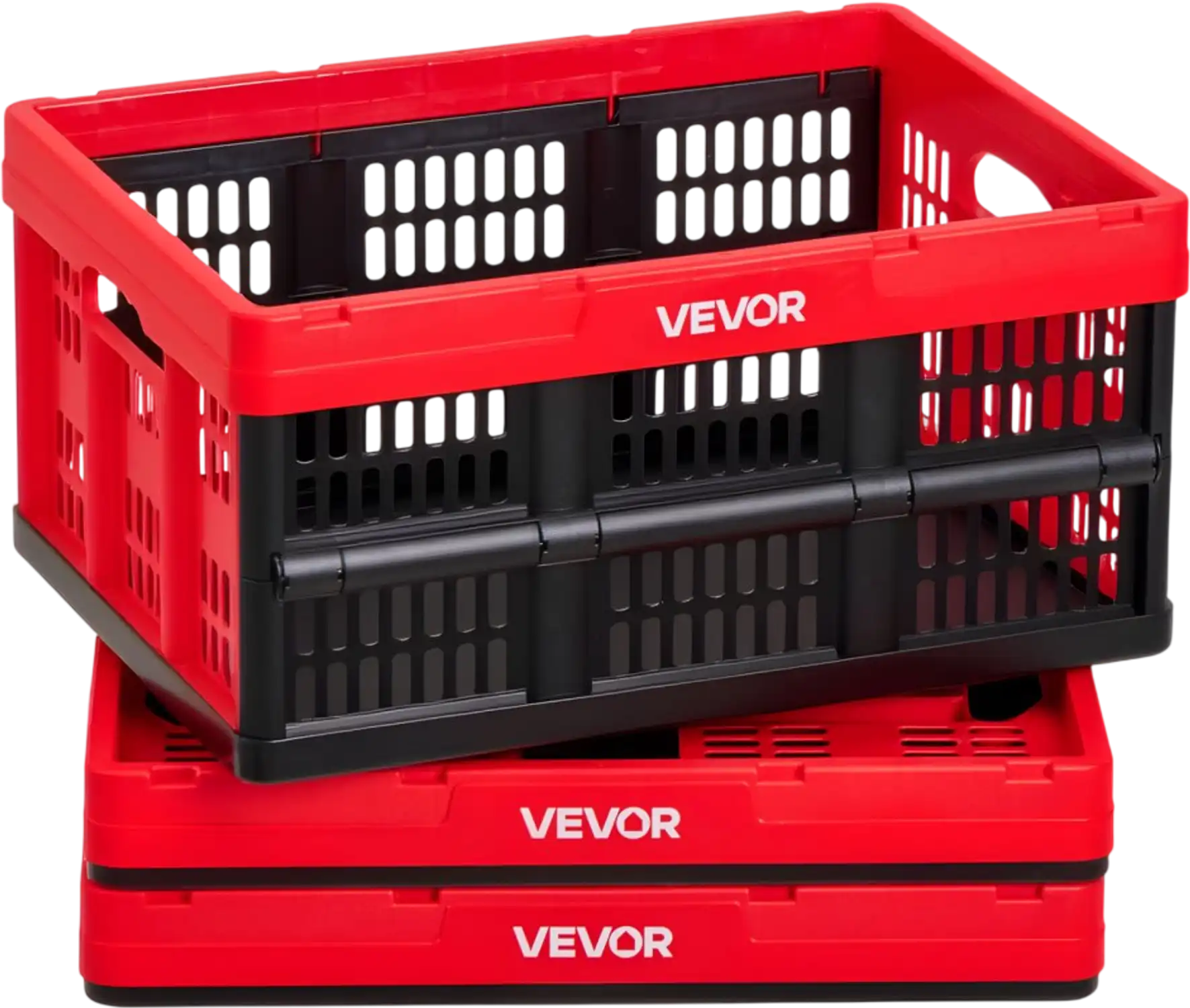 Vevor Storage Bins 32L 3-Pack Collapsible Stackable Folding Crates wit ...