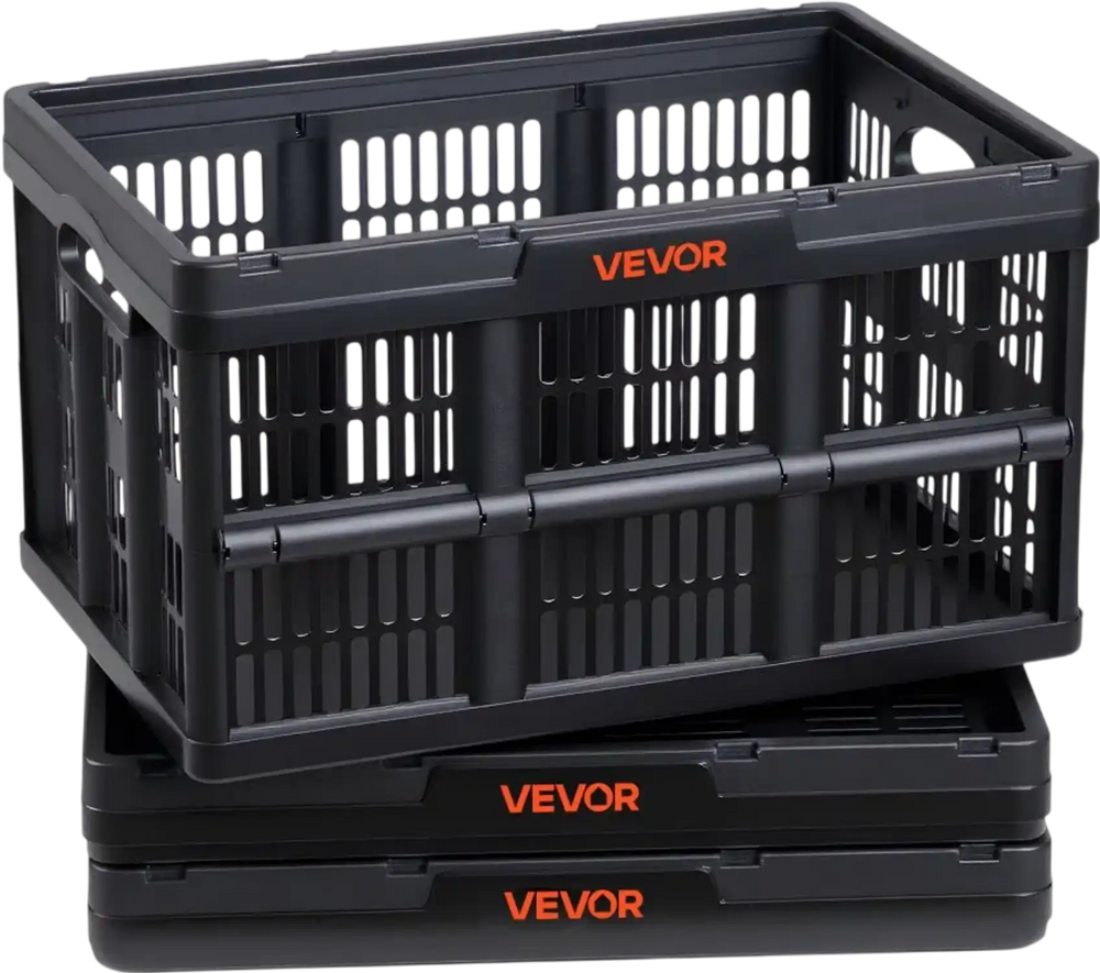 Vevor Storage Bins 45L 3-Pack Collapsible Stackable Folding Crates New ...