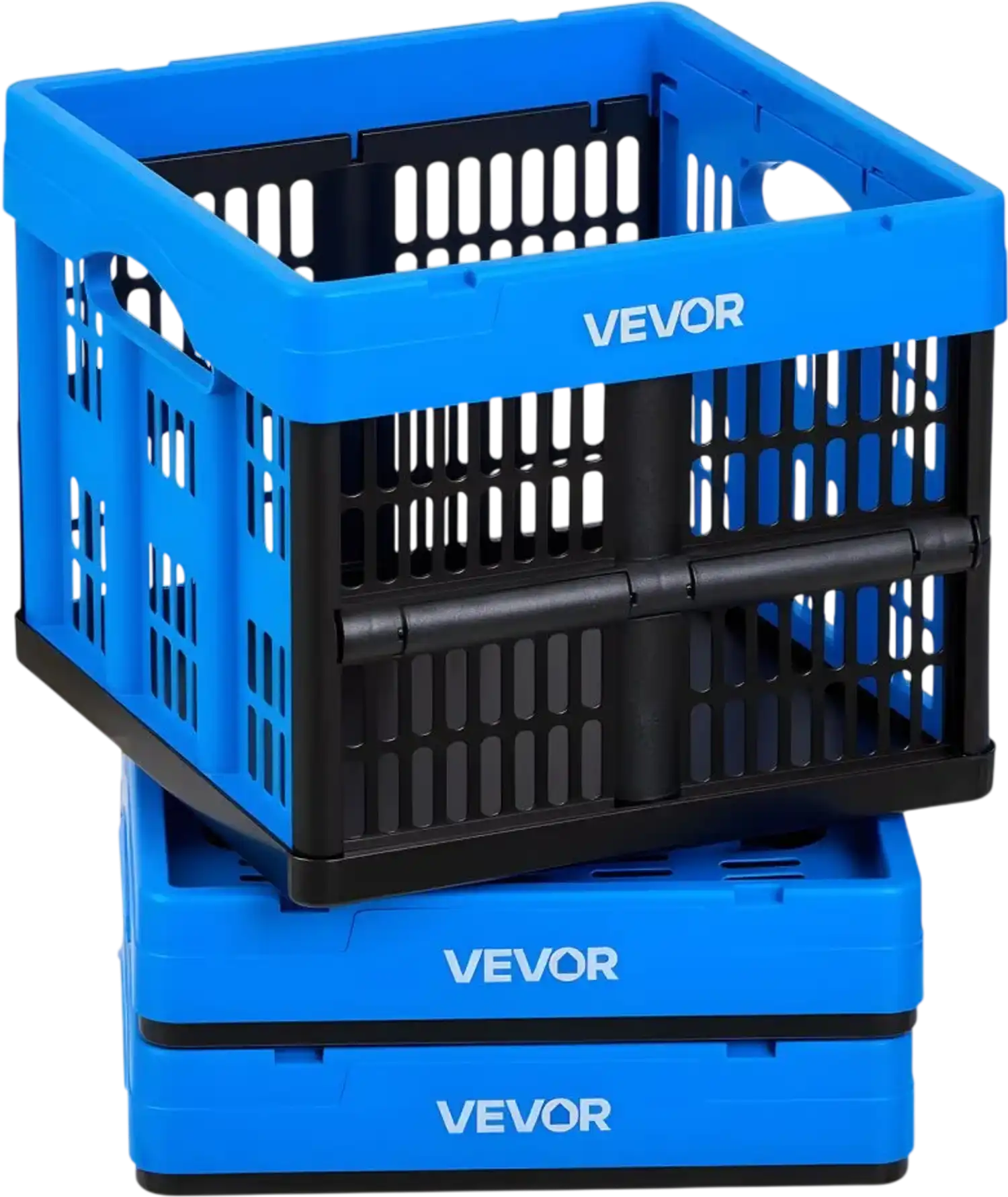 Vevor Storage Bins Collapsible 25L 3-Pack Stackable Folding Crates wit ...