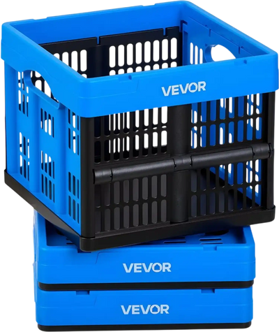 Vevor Storage Bins Collapsible 25L 3-Pack Stackable Folding Crates wit ...