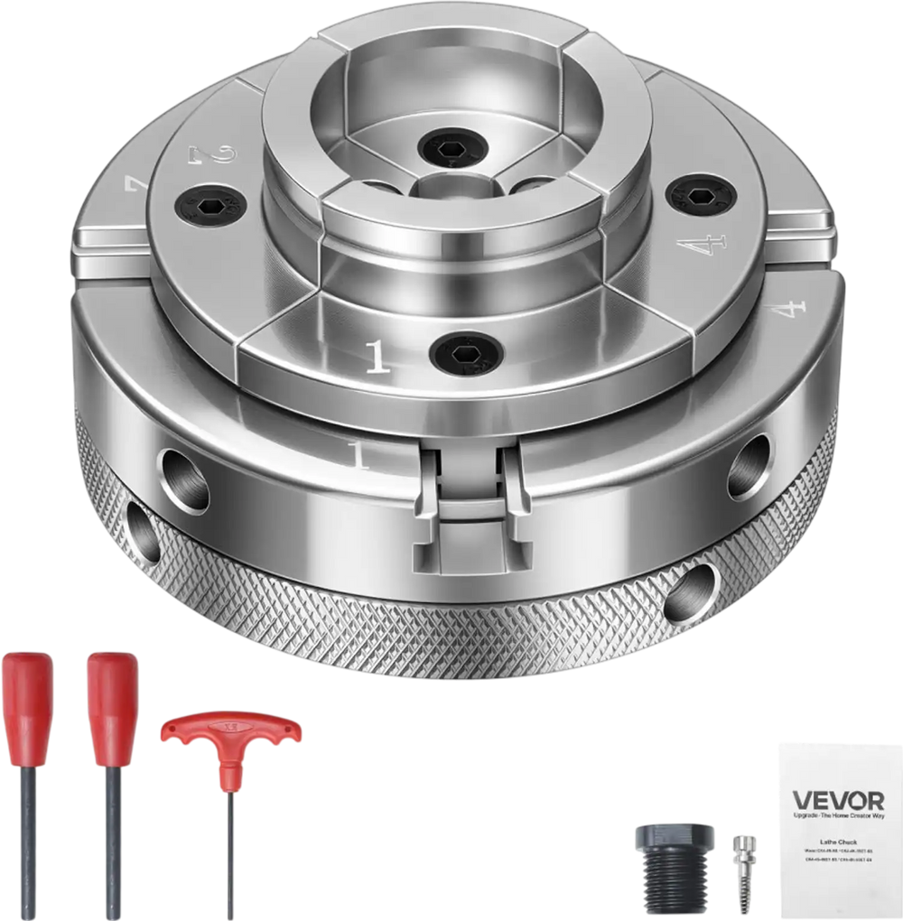 Vevor Wood Lathe Chuck 4" 4-Jaw Self-Centering Wood Turning Set New ...