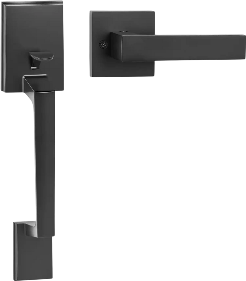 Vevor Front Door Handle Square Entry Handle Set with Lever Matte Black ...