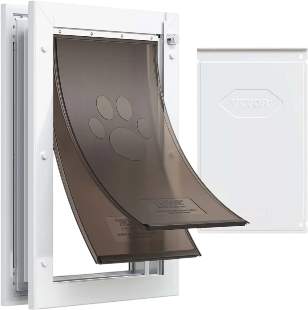 Vevor Pet Door Large Double Magnetic Flap Metal Frame White New ...