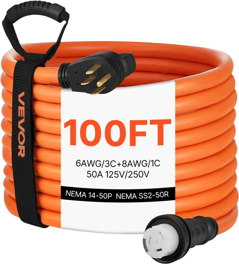 Vevor Generator Cord 50 Amp 100' 125/250V RV Power Cord New – FactoryPure