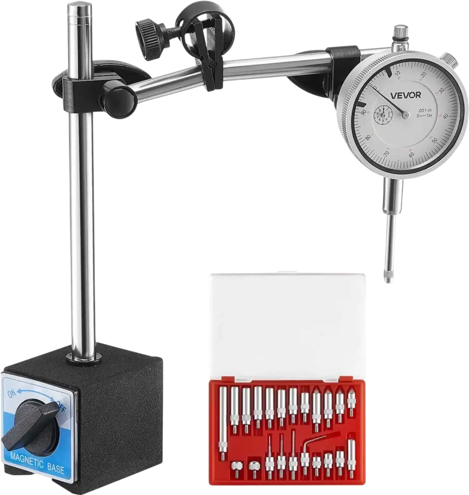Vevor Dial Test Indicator Set 0.001" Accuracy 0-1" Range with Dual Rod ...