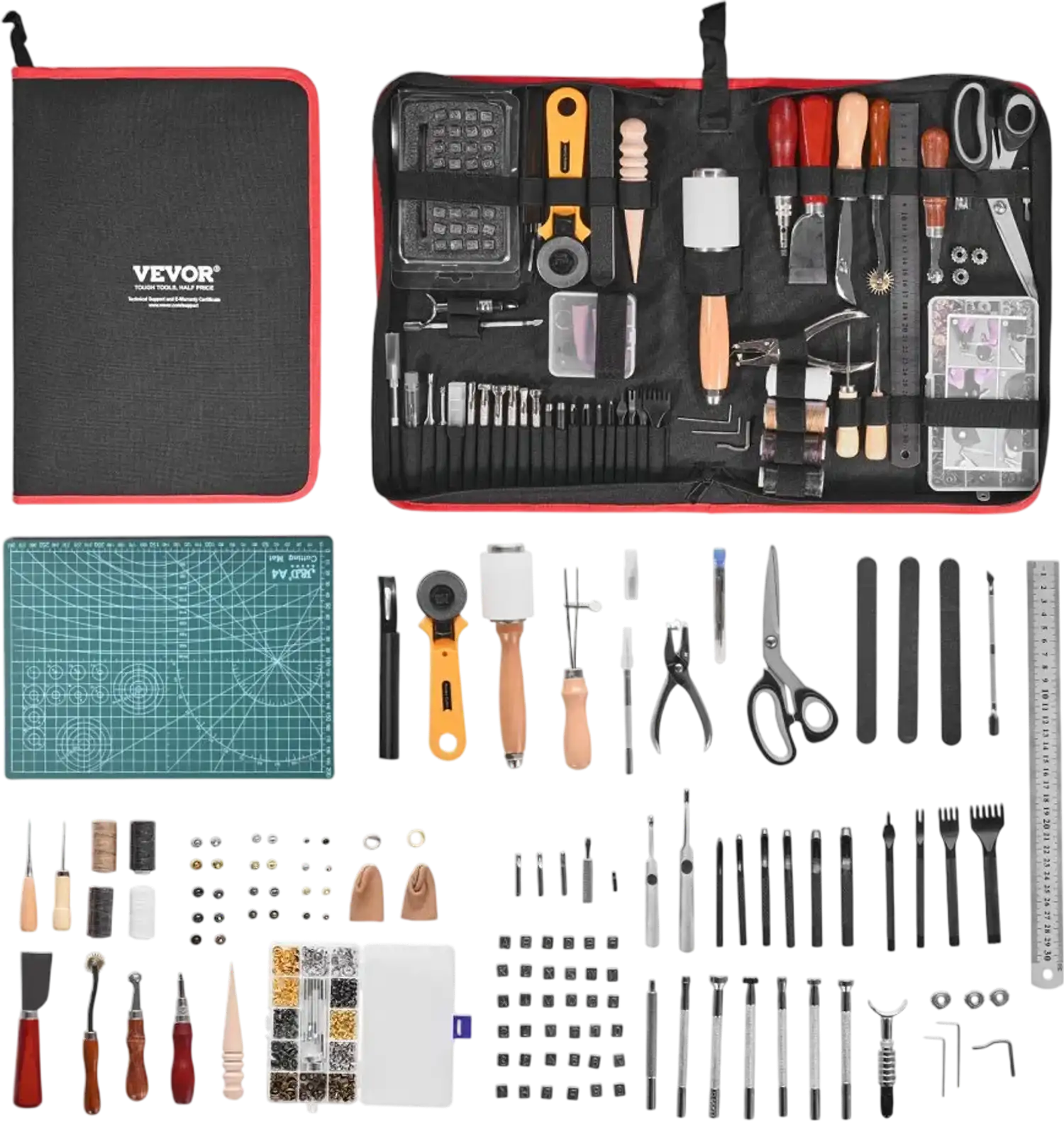 Vevor Leather Working Tools Kit 61-Piece Leather Craft Set New ...