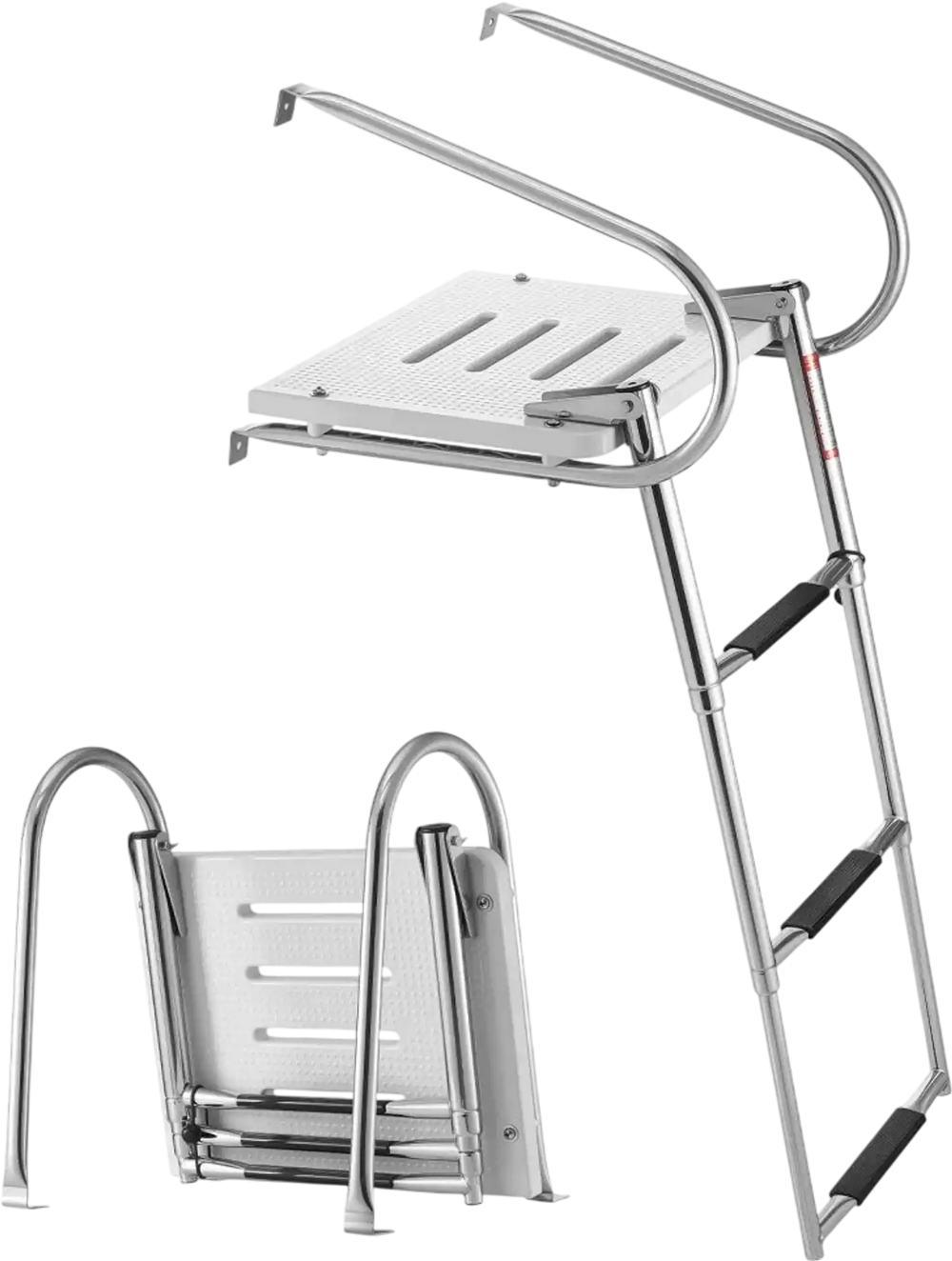 Vevor Boat Ladder 3-Step Stainless Steel Telescoping Folding Swim Deck ...