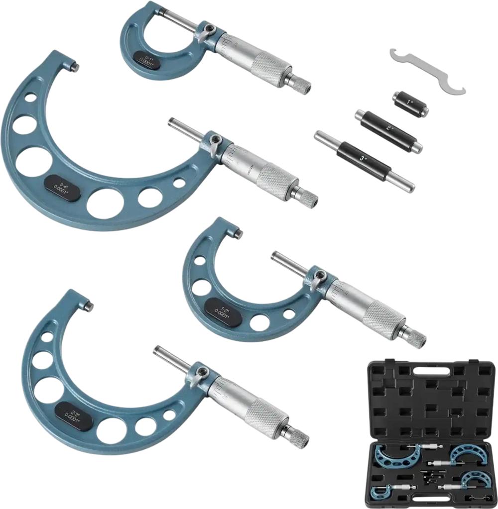 Vevor Outside Micrometer Set 4-Pc 0-4" Precision Machinist Tool with C ...