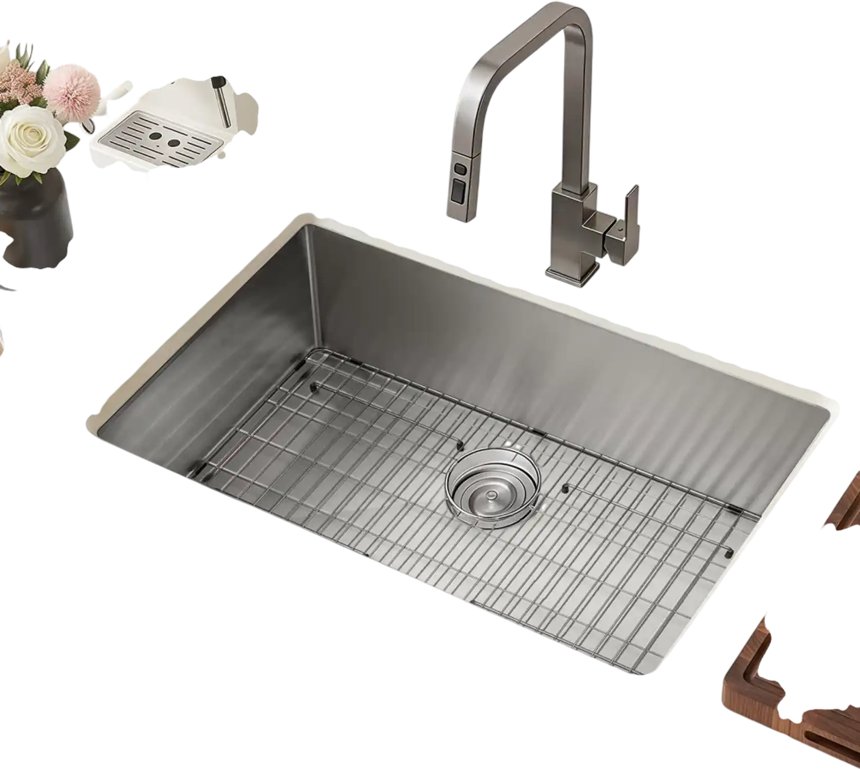 Vevor Kitchen Sink 32" Single Bowl Stainless Steel Undermount Drop-In ...