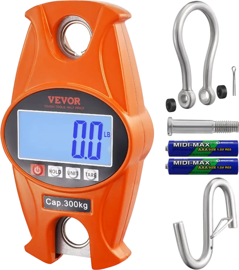 Vevor Crane Scale 660 lbs Digital Hanging Scale with LCD Screen Orange ...