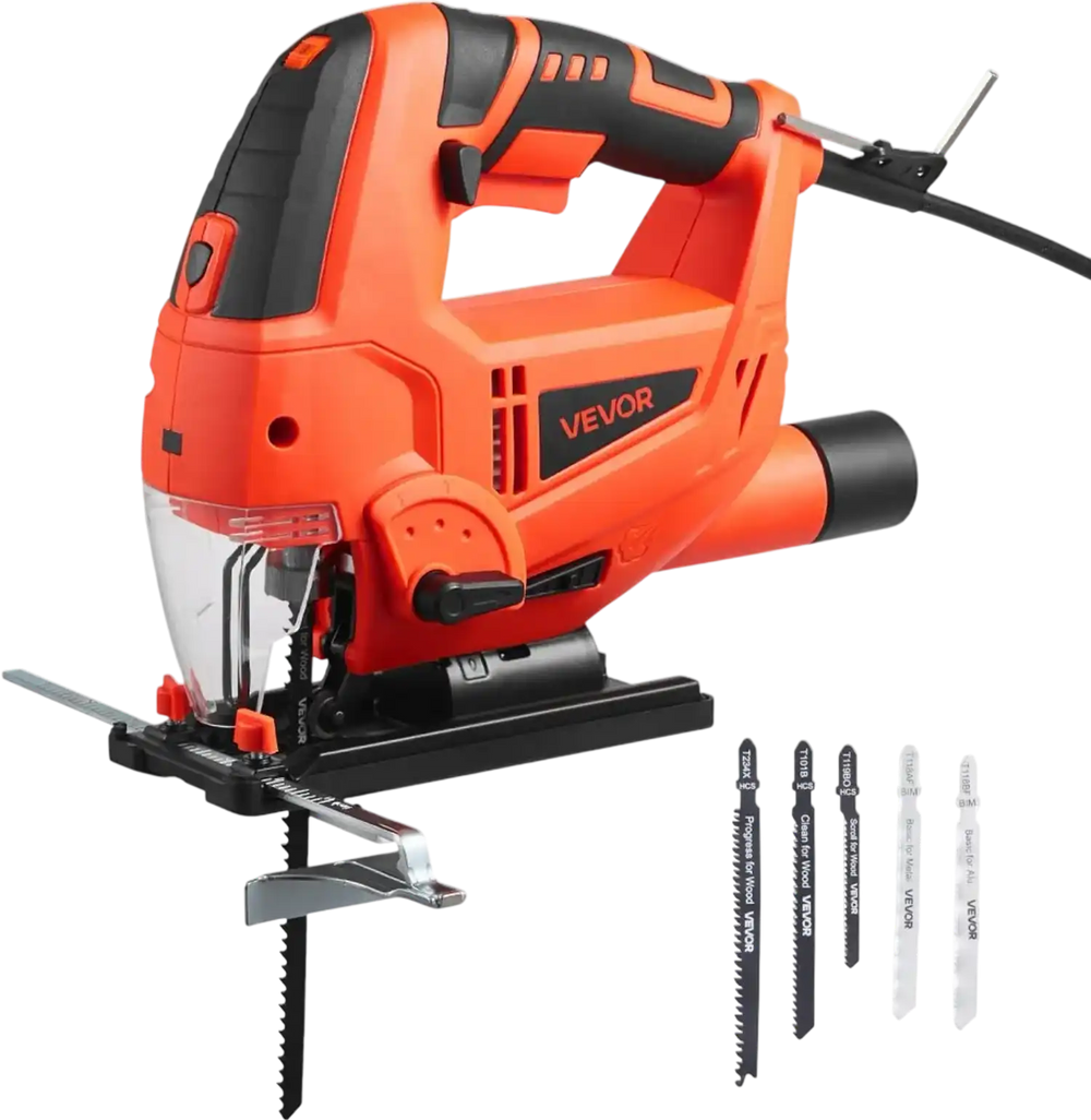 Vevor Jig Saw Electric Jigsaw with 6 Blades LED Light 6-Speed 6.5A New ...