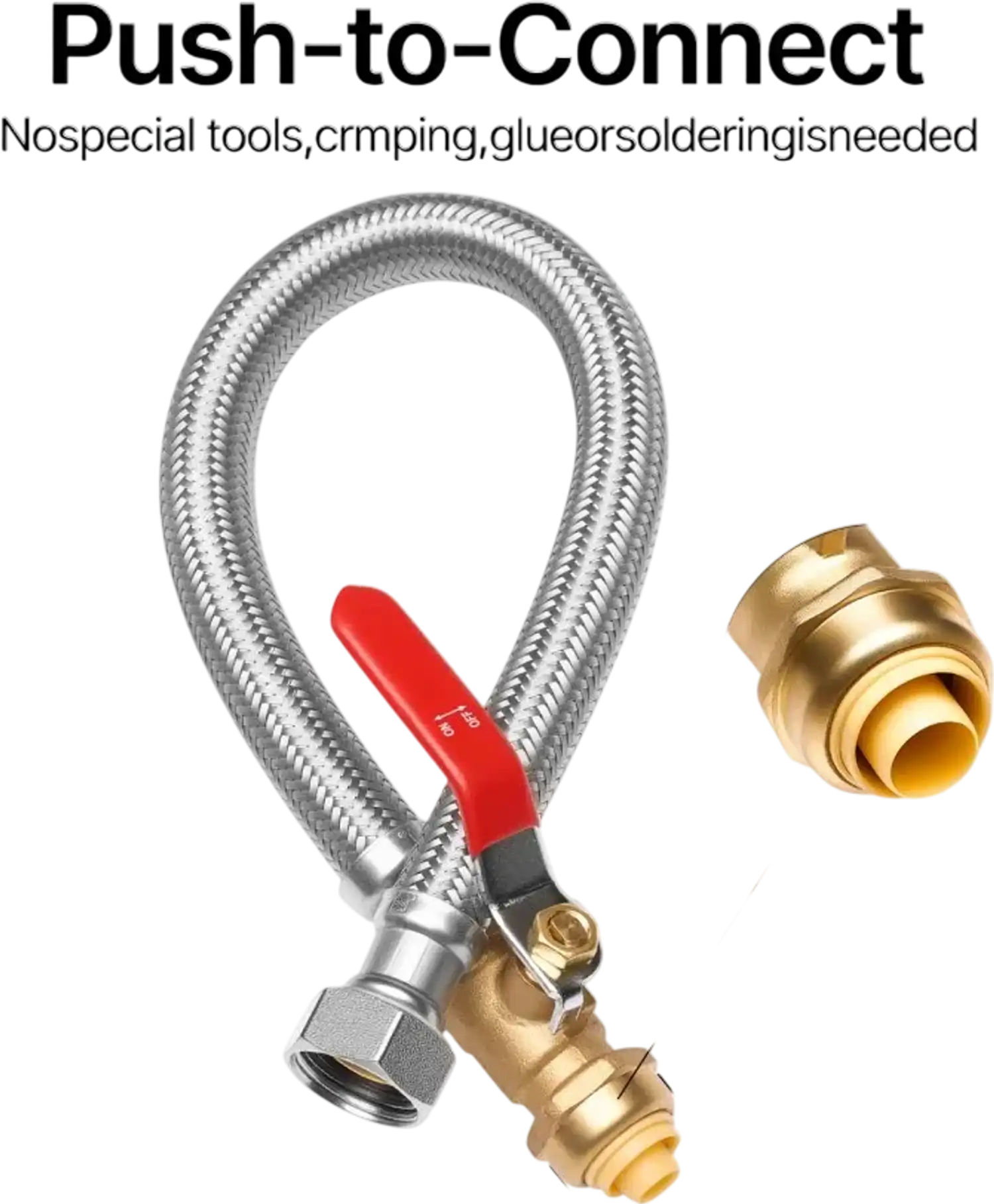 Vevor Water Heater Connector Kit Push-Fit Valve Flexible Supply Line 1 ...