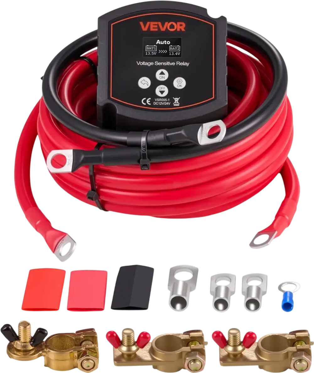 Vevor Battery Isolator Kit Dual Battery 12V 300A Smart VSR with Voltme ...