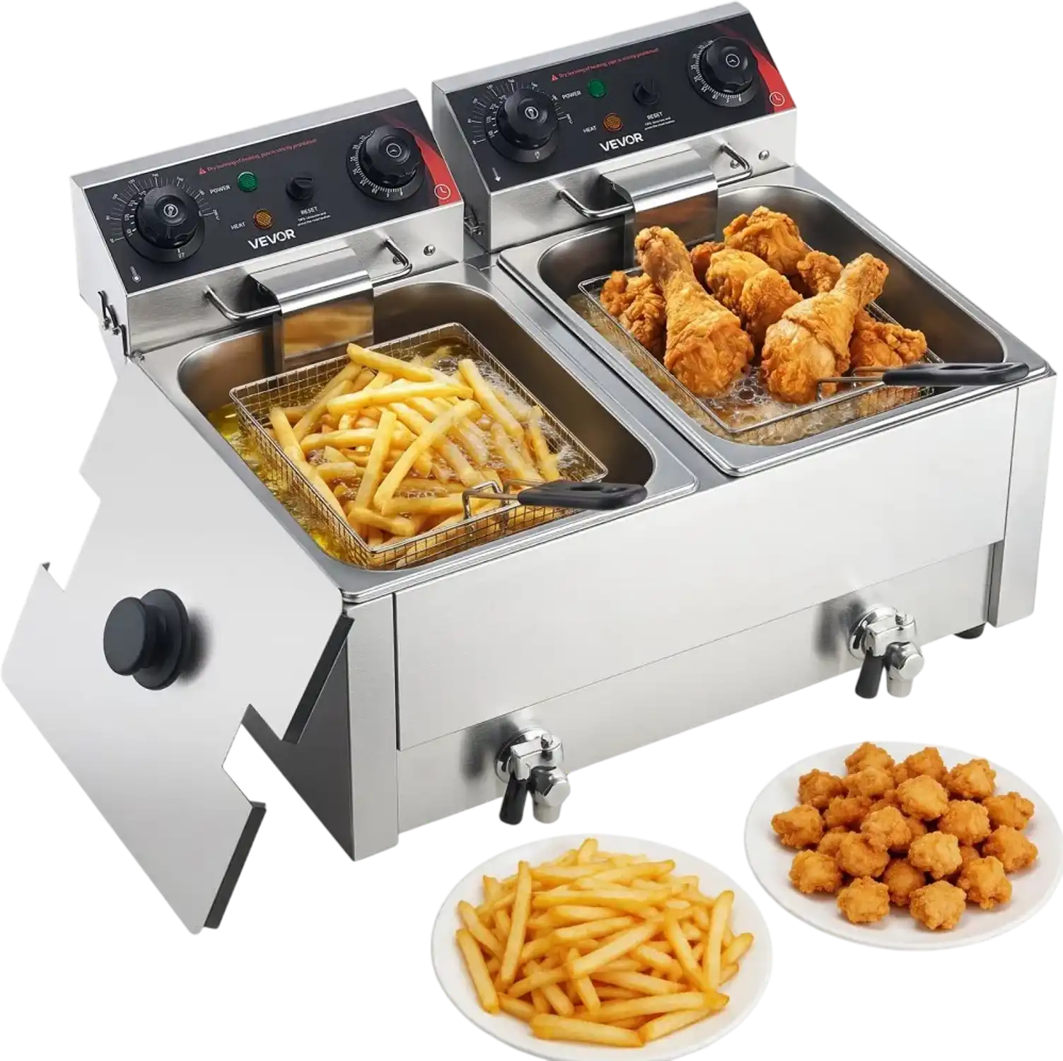 Vevor Commercial Electric Deep Fryer Dual Tank 19 Qt 3500W Countertop ...