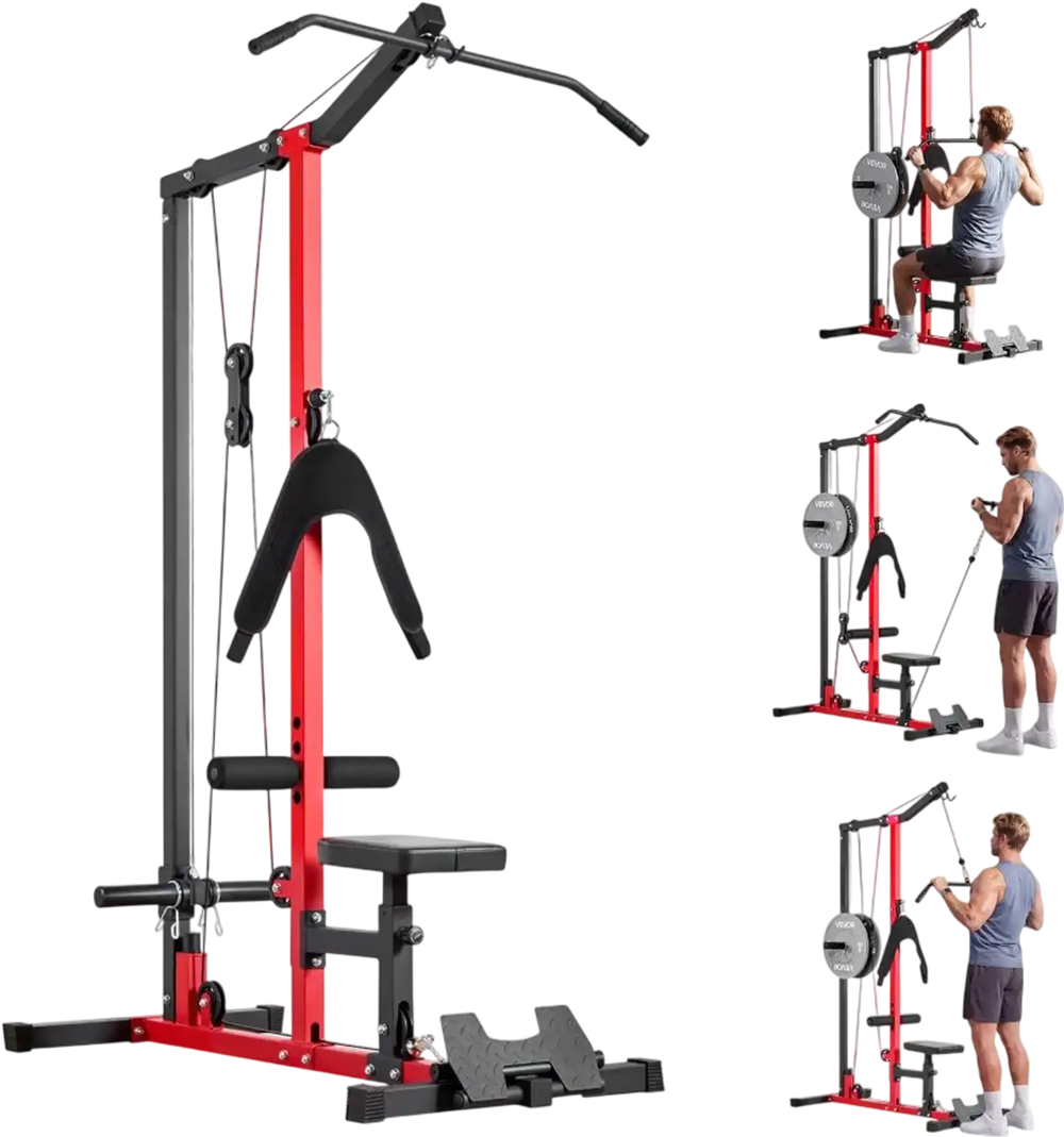 Vevor Lat Pulldown Machine 3-in-1 Row Cable Home Gym Black New ...