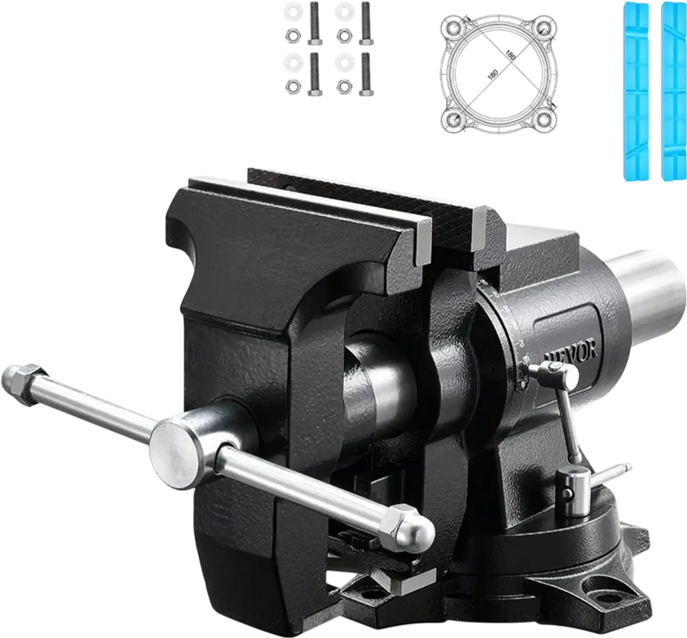 Vevor Bench Vise Heavy Duty 5.5" Double Swivel Rotating Multipurpose w ...