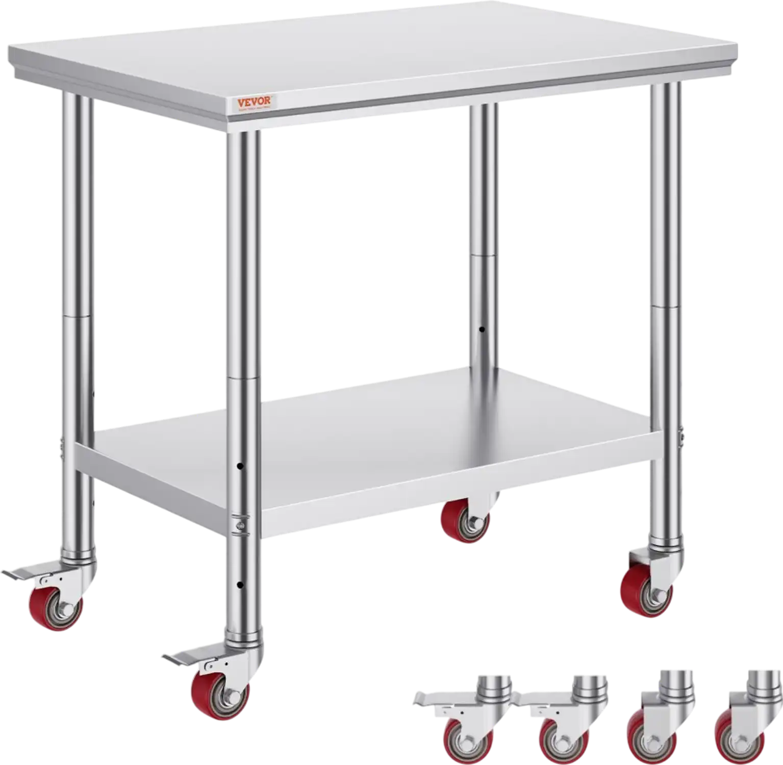 Vevor Work Table 35 x 24 x 33" Stainless Steel Food Prep Table with 4 ...