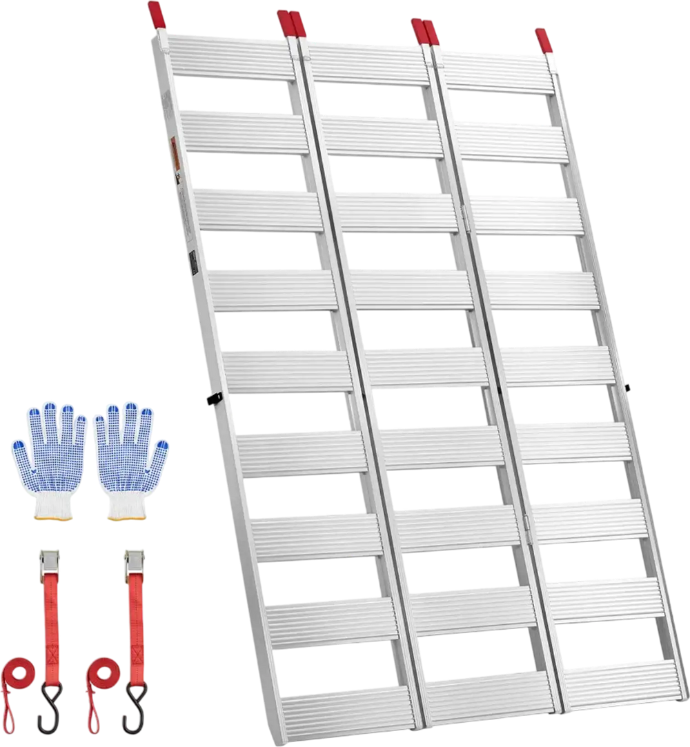 Vevor Trailer Ramps Tri-Folding Aluminum Loading Ramps 76" x 50" 1500 ...