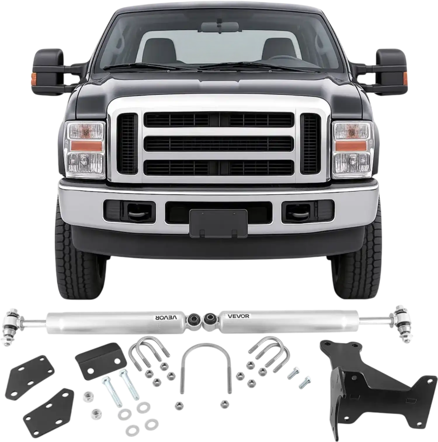 Vevor Dual Steering Stabilizer Ford F-250/F-350 Super Duty 4WD 2005-20 ...