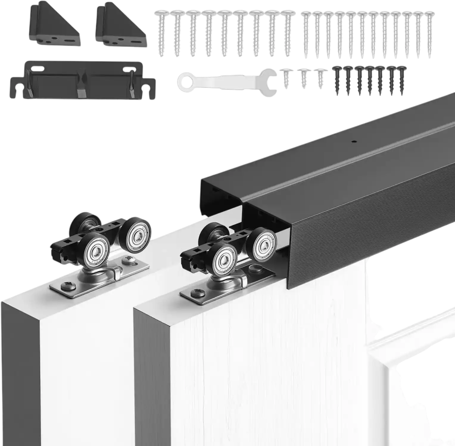 Vevor Bypass Door Hardware Kit 6' Dual-Track 2-Door System New ...