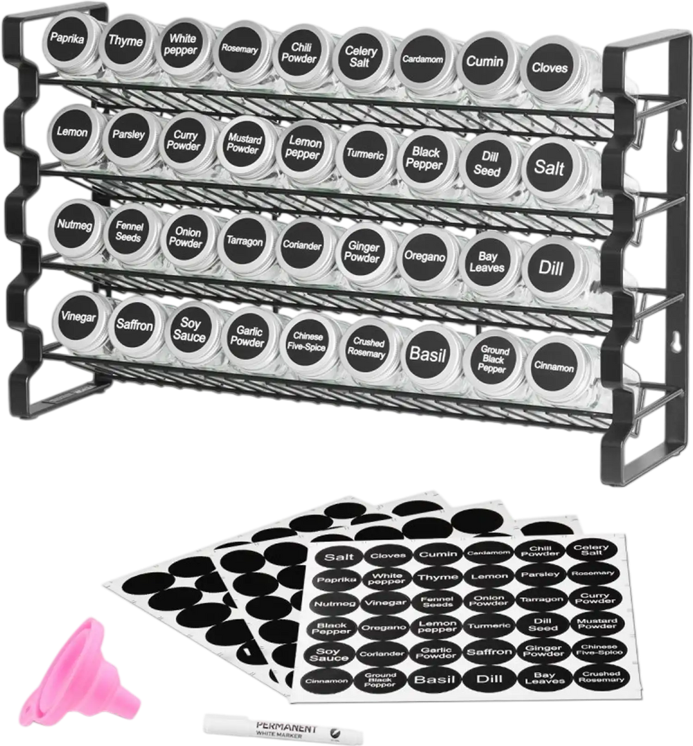 Vevor Spice Rack Organizer with 36 Empty Spice Jars 18x11" New ...