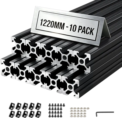 Vevor Linear Rail 10-Pc 2020 Aluminum Extrusion Profile 48" Black New ...